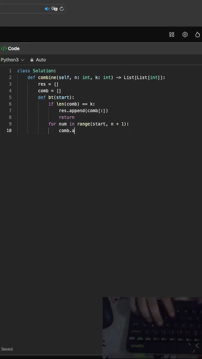 Leetcode 77 Combinations Coding Python Programming Code Automobile Windows Exam Youtube