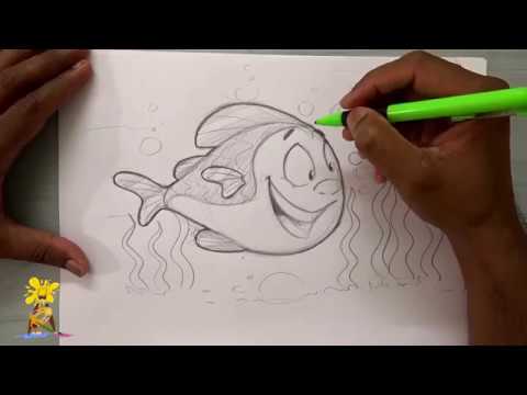 How I draw Cartoons | Cartoon Fat Fish | Character Design - YouTube