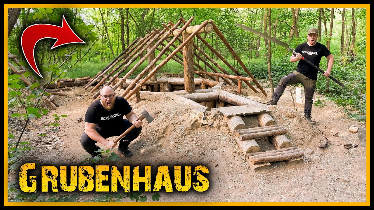 Grubenhaus - Dach und Richtfest - Bushcraft Camp Shelter Survival - YouTube