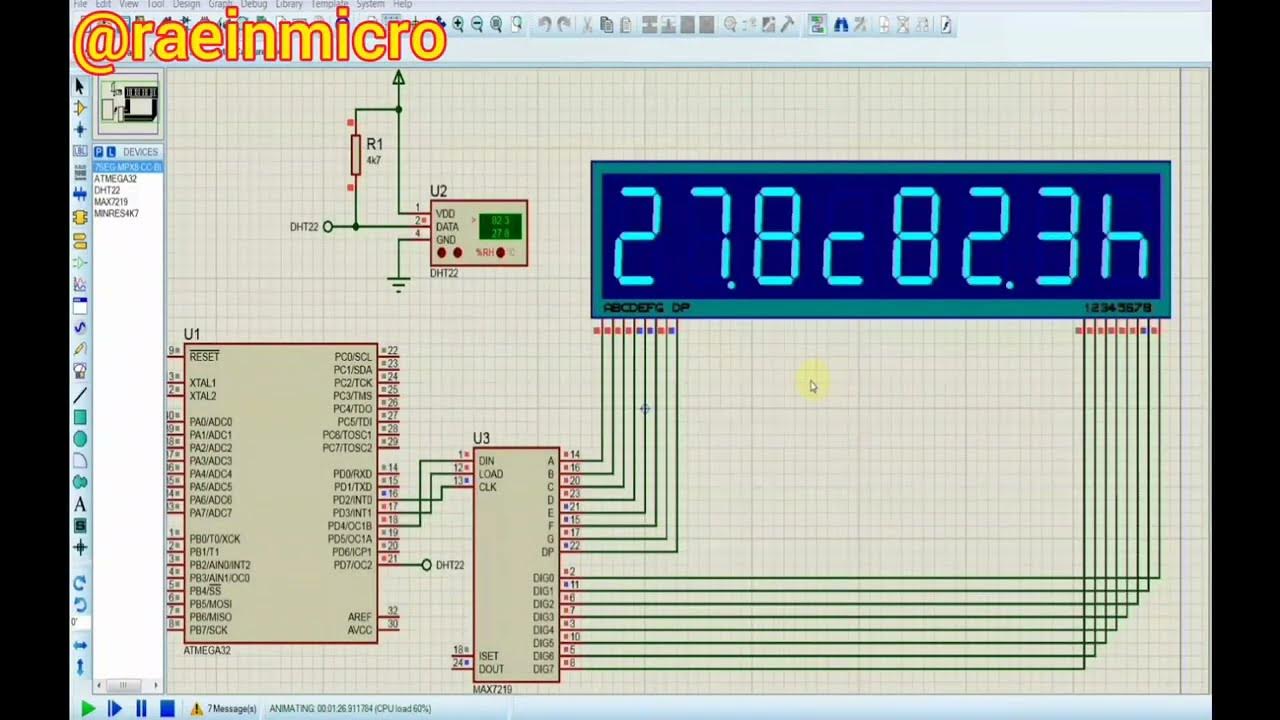 Digital Thermometer With Dht22 7segment And Max7219 By Atmega32 Youtube