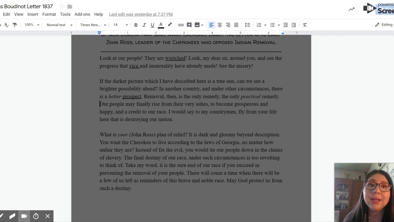 Elias Boudinot Letter 1837 - Google Docs - YouTube