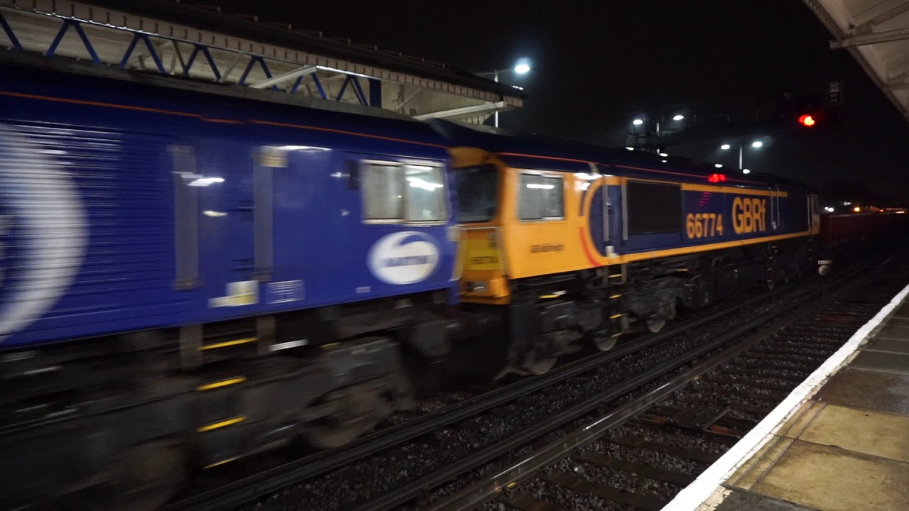 Class 66: 66780,66727 & 66774 Pass Basingstoke - YouTube