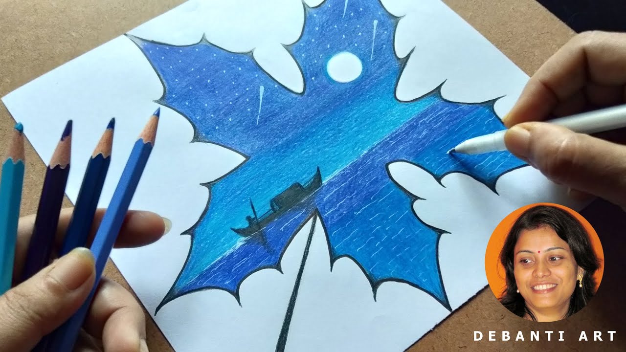 Beautiful Double Exposure Drawing For Beginners With Colour Pencils ...