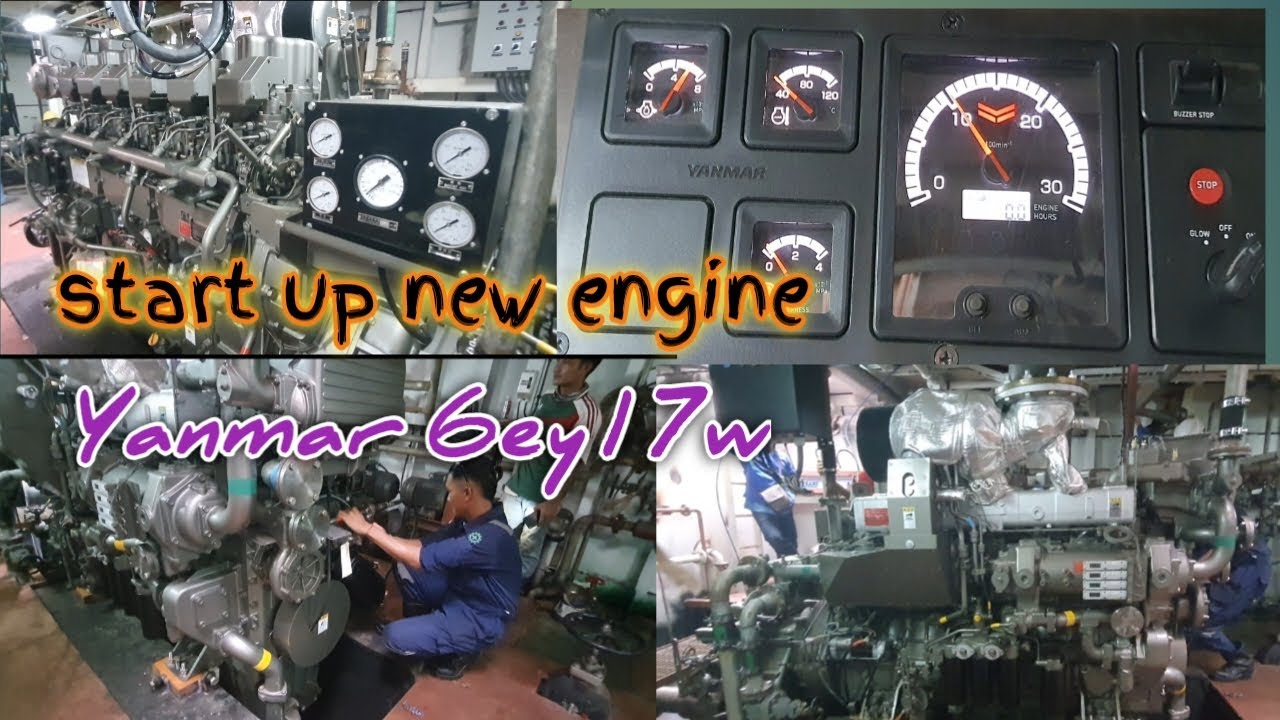 start up Yanmar 6ey17w new engine tugboat. @MustawaTV - YouTube