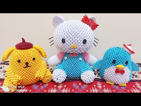 DIY hello kitty paper stuff tutorial P2 | tutorial de gatito de origami 3d