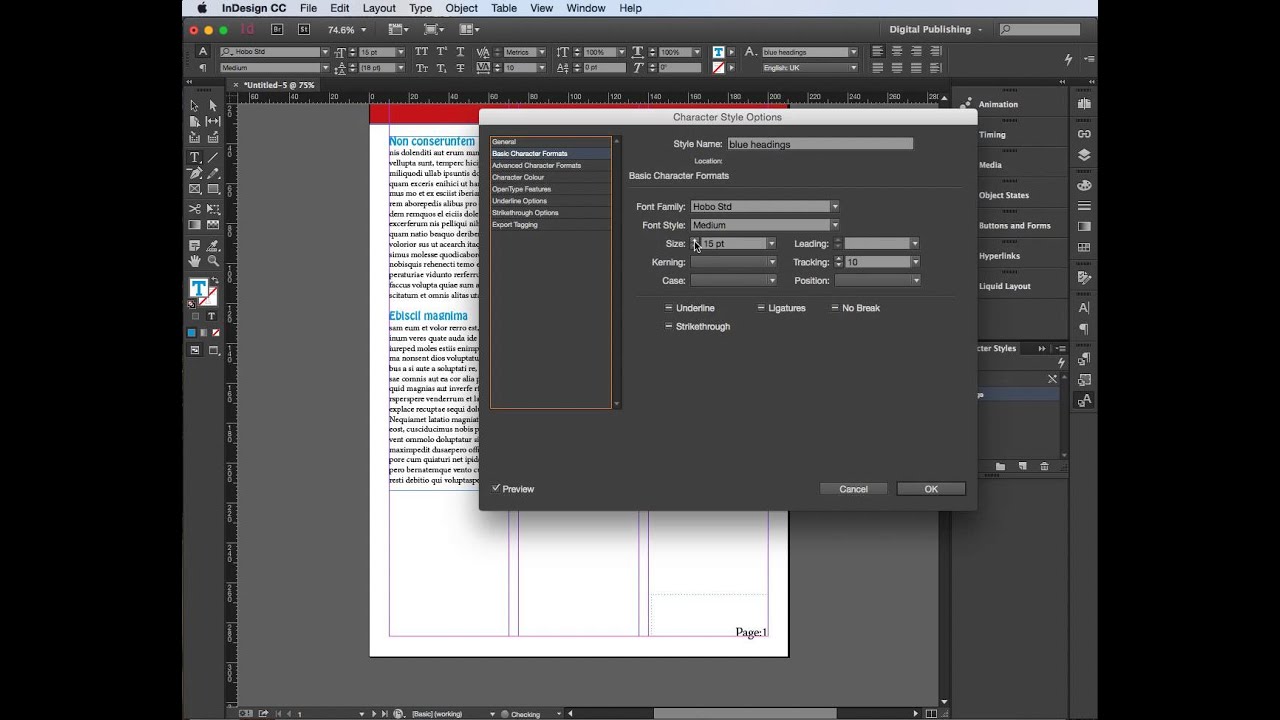 Adobe InDesign - character and paragraph styles - YouTube