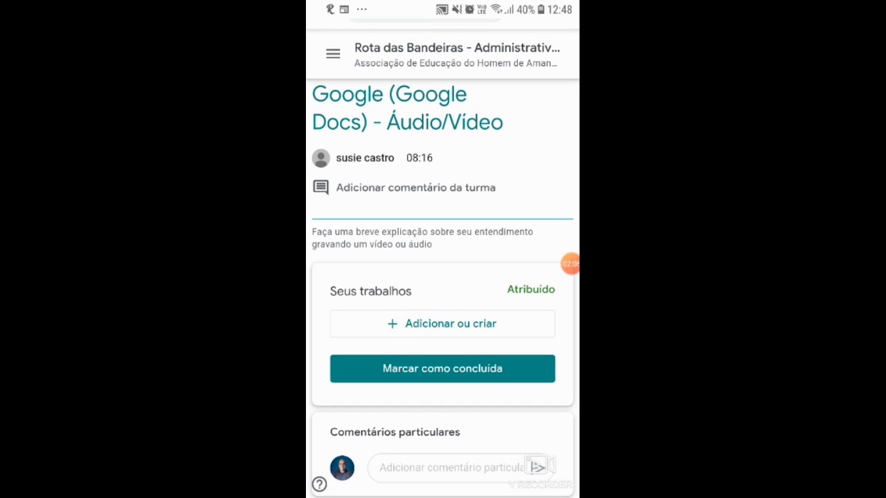 Como enviar arquivo de áudio para a plataforma do Google Classroom ...