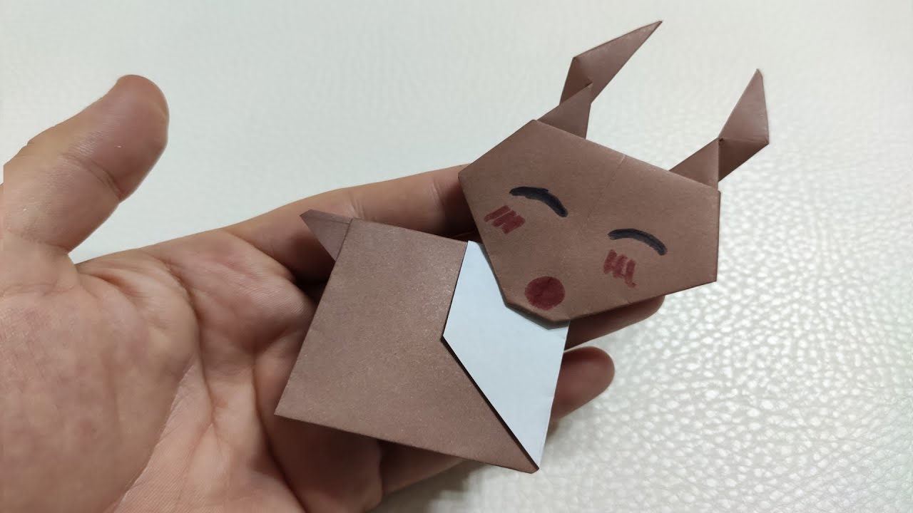 How to make Simple Paper Reindeer, Christmas DIY, origami - YouTube