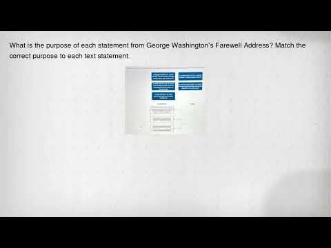 What is the purpose of each statement from George Washington's Farewell Address? Match the ...