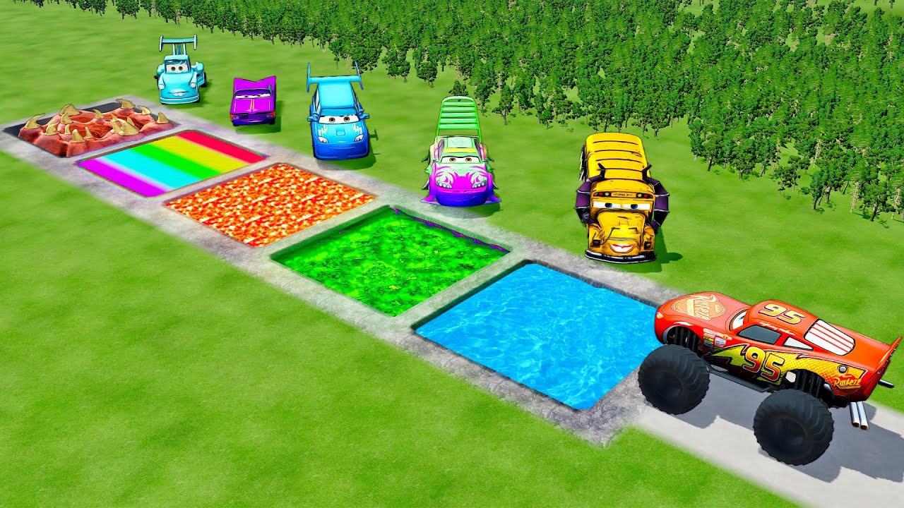 Giant Water & Acid & Lava & Rainbow & Monster Square Pits Vs Huge ...
