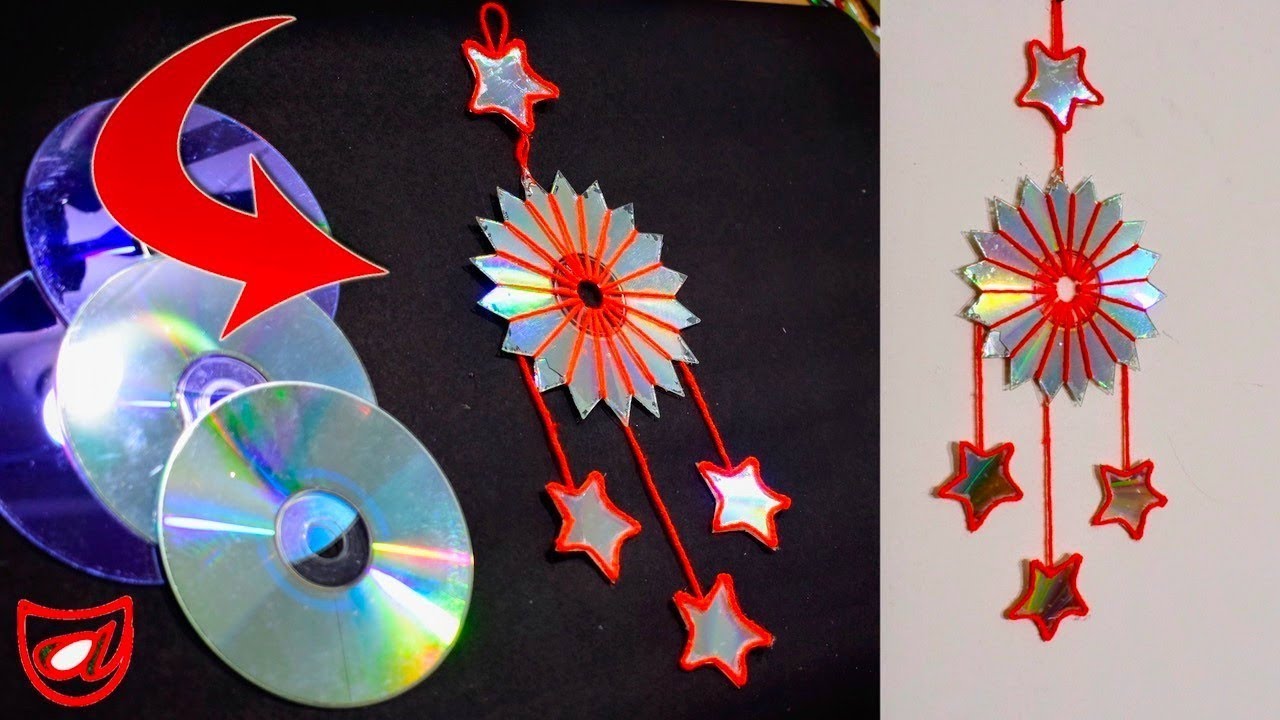 Waste CD reuse Idea !! Wall Hanging decoration - YouTube