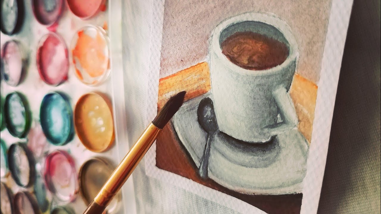Cup of Coffee | Watercolor Painting Step By Step | Easy Painting For ...