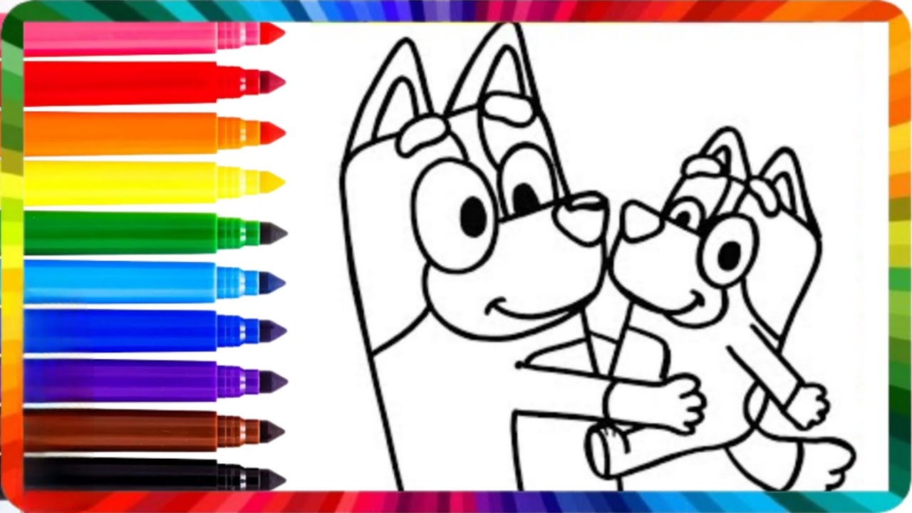 How To Draw Bluey🐶🐕 Drawing and Coloring Bluey and Her Mom | Drawing ...