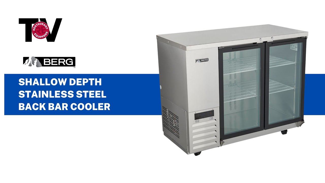Berg Shallow Depth Stainless Steel Back Bar Cooler with Glass Doors ...