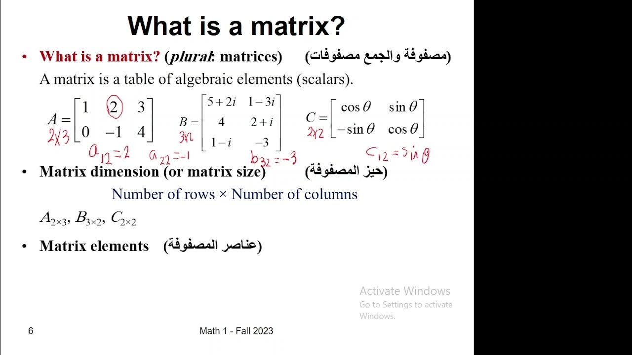 Algebra - Lec1 A (Introduction to matrices) - YouTube