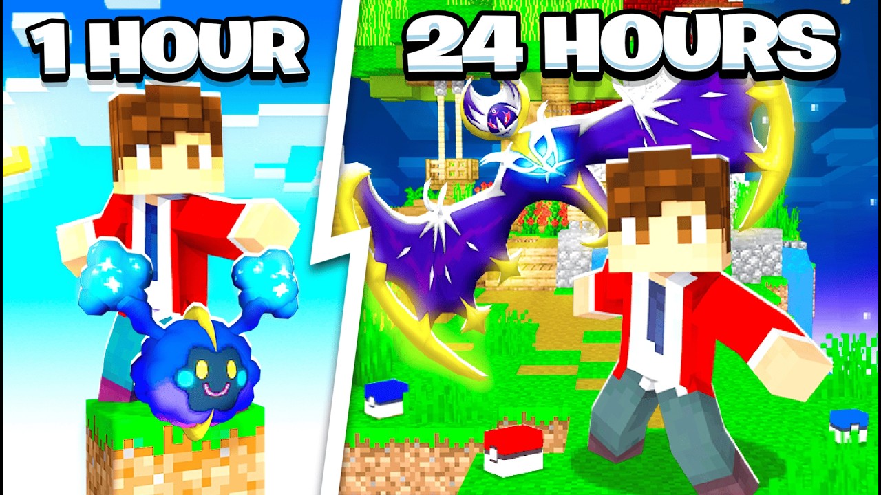 I Spent 24 HOURS in ONE BLOCK Minecraft Pixelmon! - YouTube