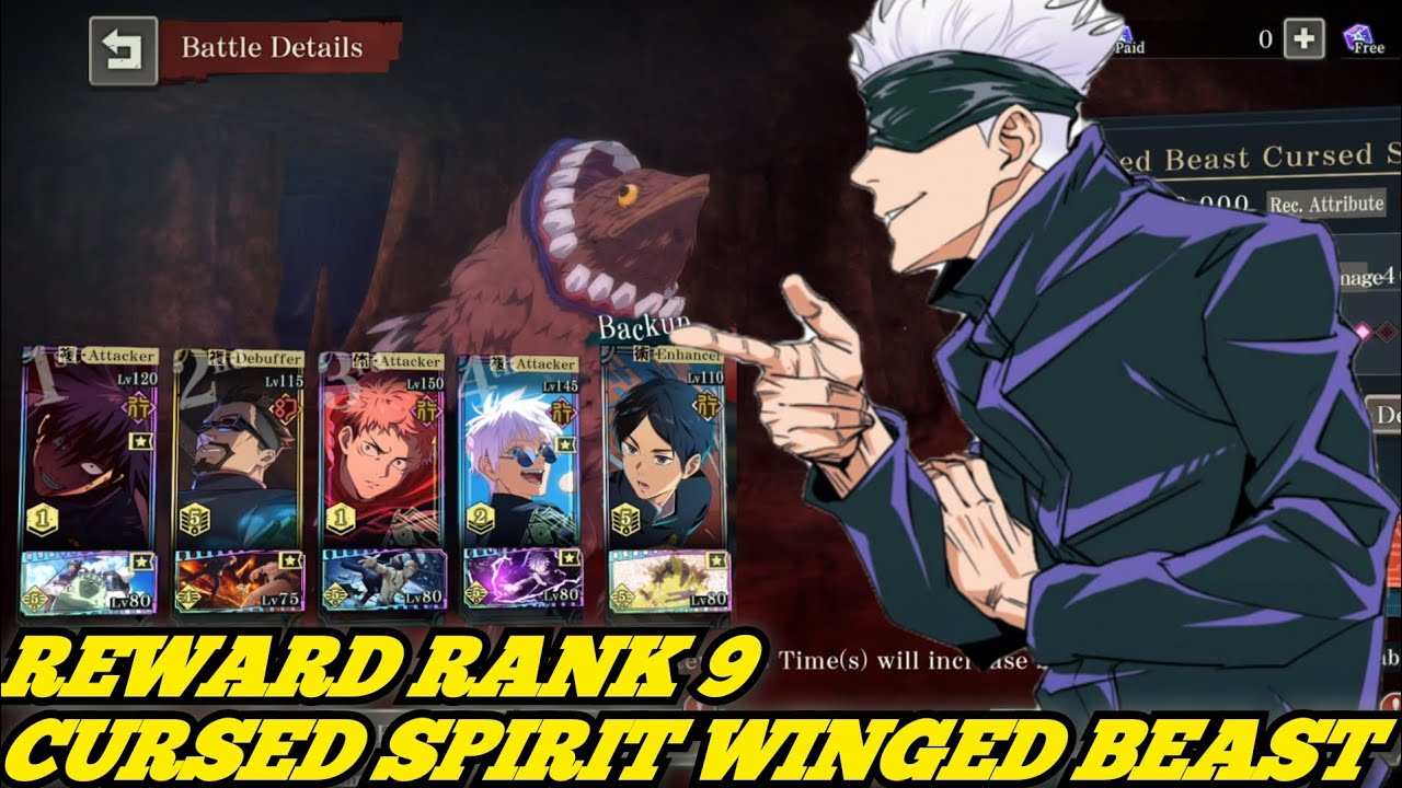 Cursed spirit winged beast 9* guide jujutsu kaisen phantom parade - YouTube