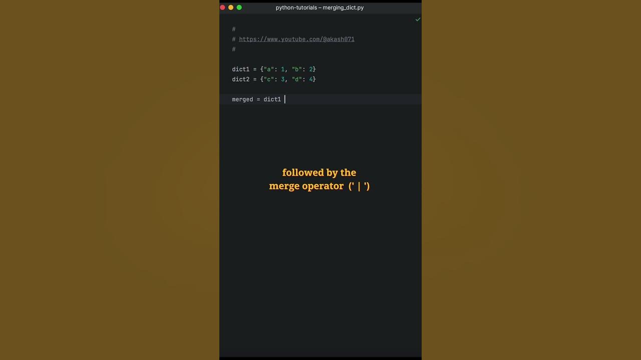 Merge two dictionaries in Python. #python #coding #shorts - YouTube