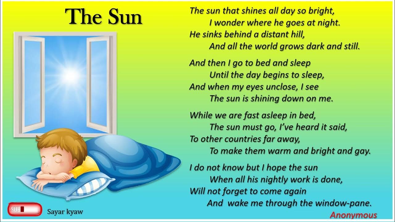 Grade 7 English The Sun (poem-3) - YouTube