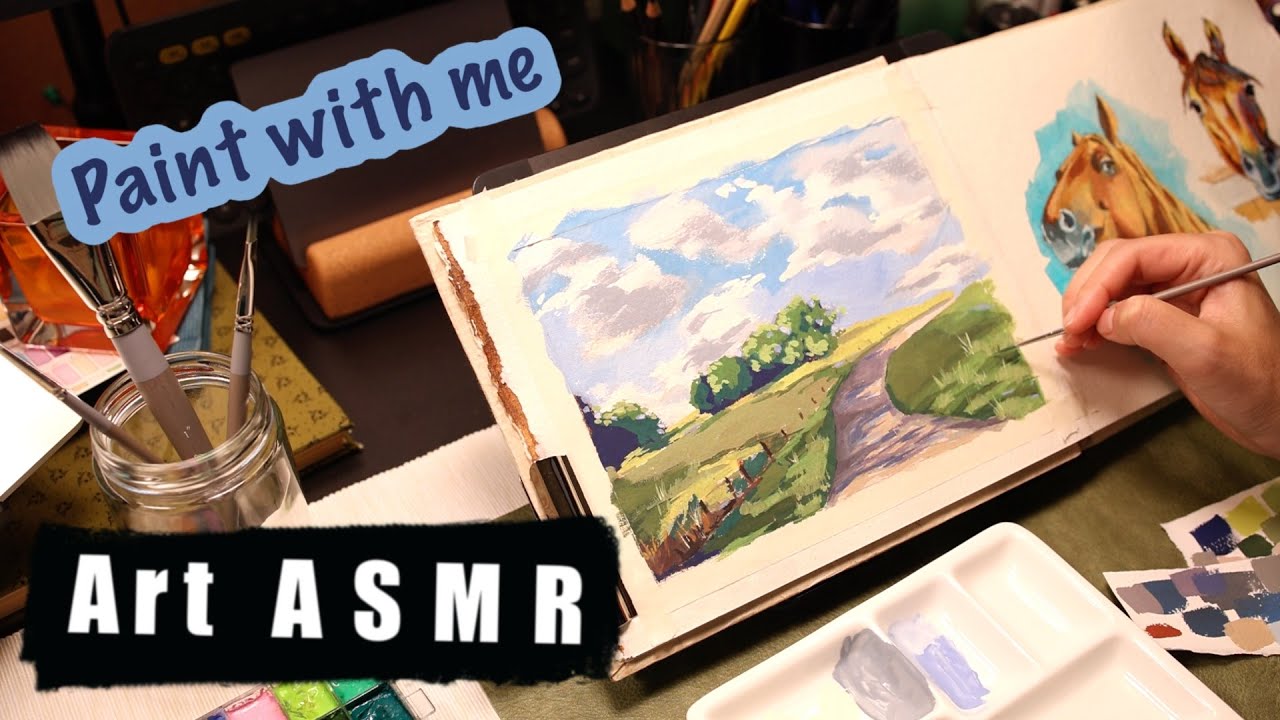 Summer landscape with gouache | Real time relaxed painting session ...