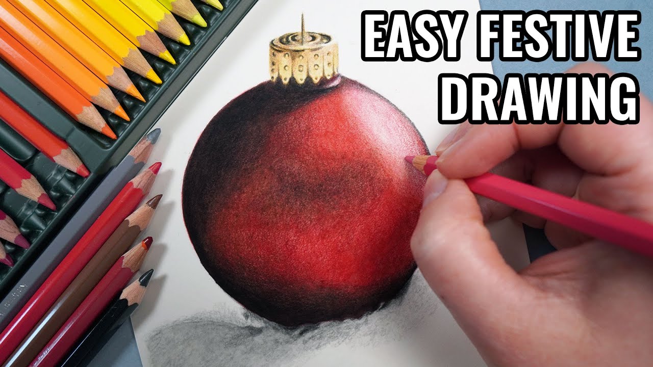 How to Draw a Christmas Bauble | Watercolor Pencil Tutorial - YouTube