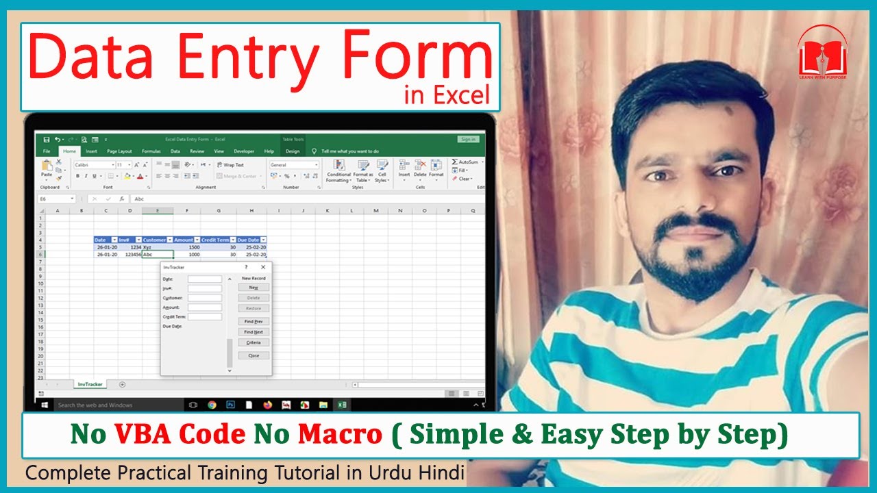 How To Create Data Entry Form In Excel Without Vba Code Or Macro Easy Step By Step Urdu Hindi