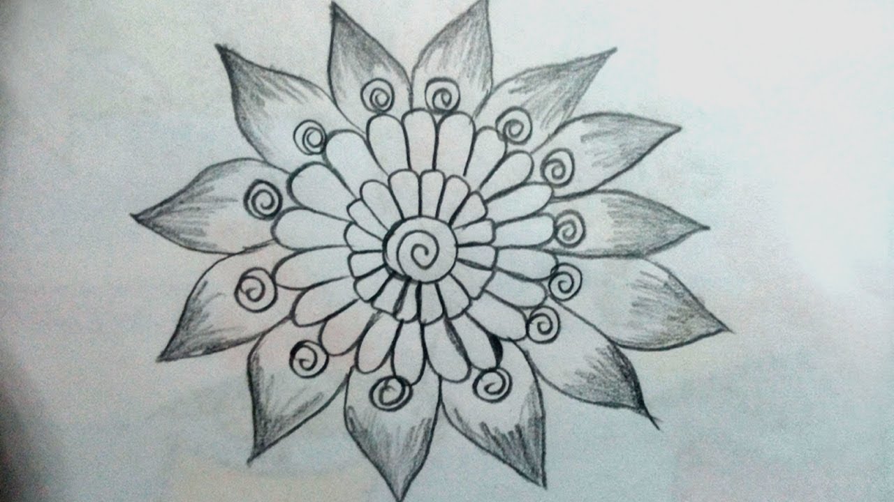 how to draw a simple flower design with pencile // simple flower ...