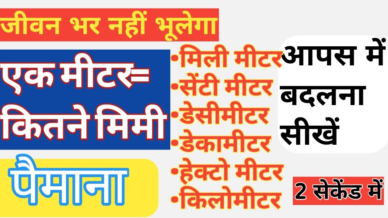 IMPORTANT FOR ALL EXAM Unit CONVERSION mili centi deci meter deca hecto ...