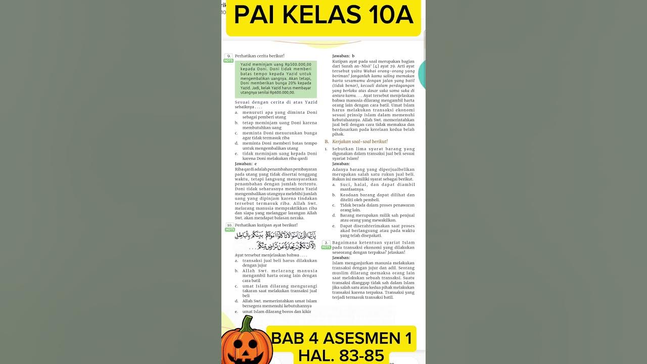 PAI KELAS 10A BAB 4 ASESMEN 1 HAL. 83-84 #kurmer #edukasi #intanpariwara #pai #islam - YouTube