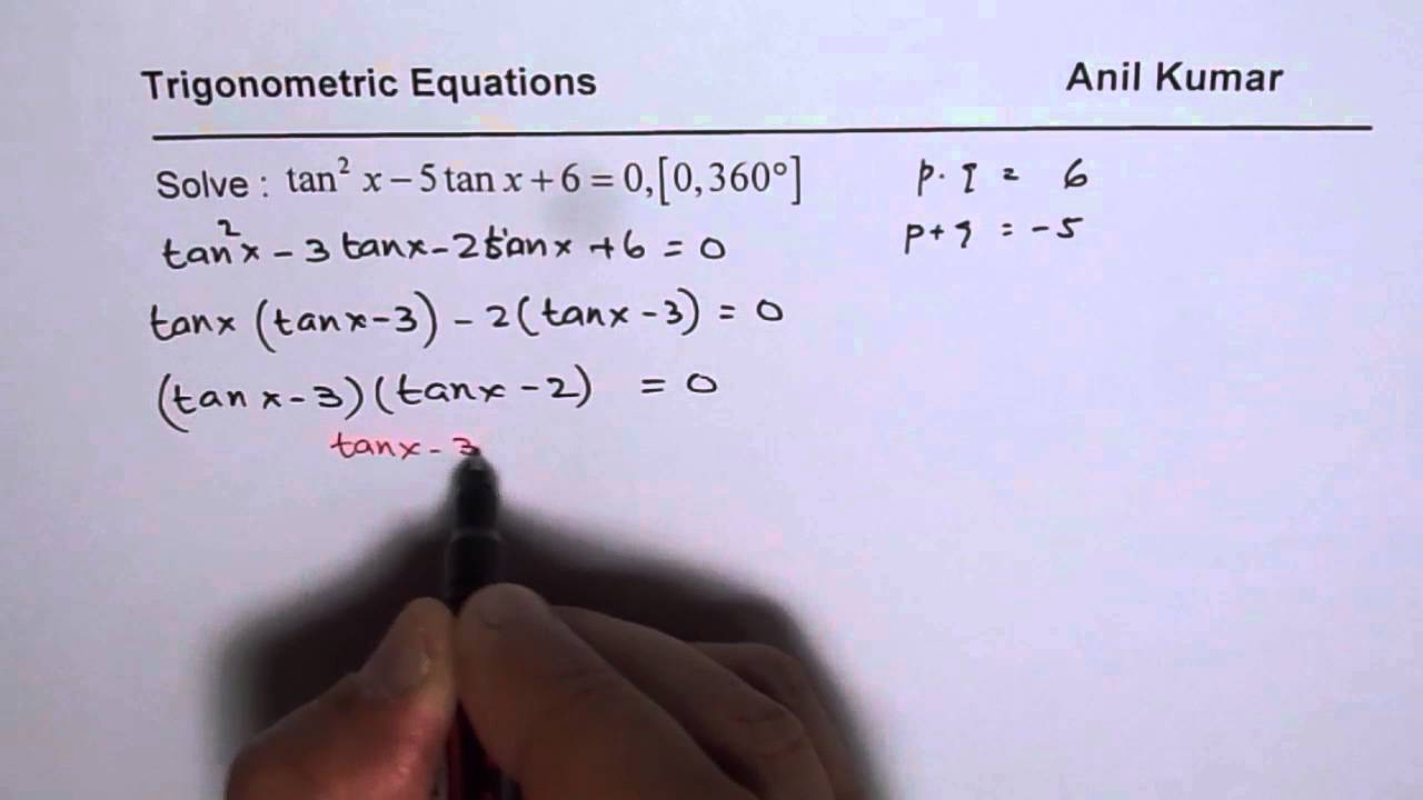 Trinomial Trigonometric Equation in Tangent Ratio to Solve - YouTube