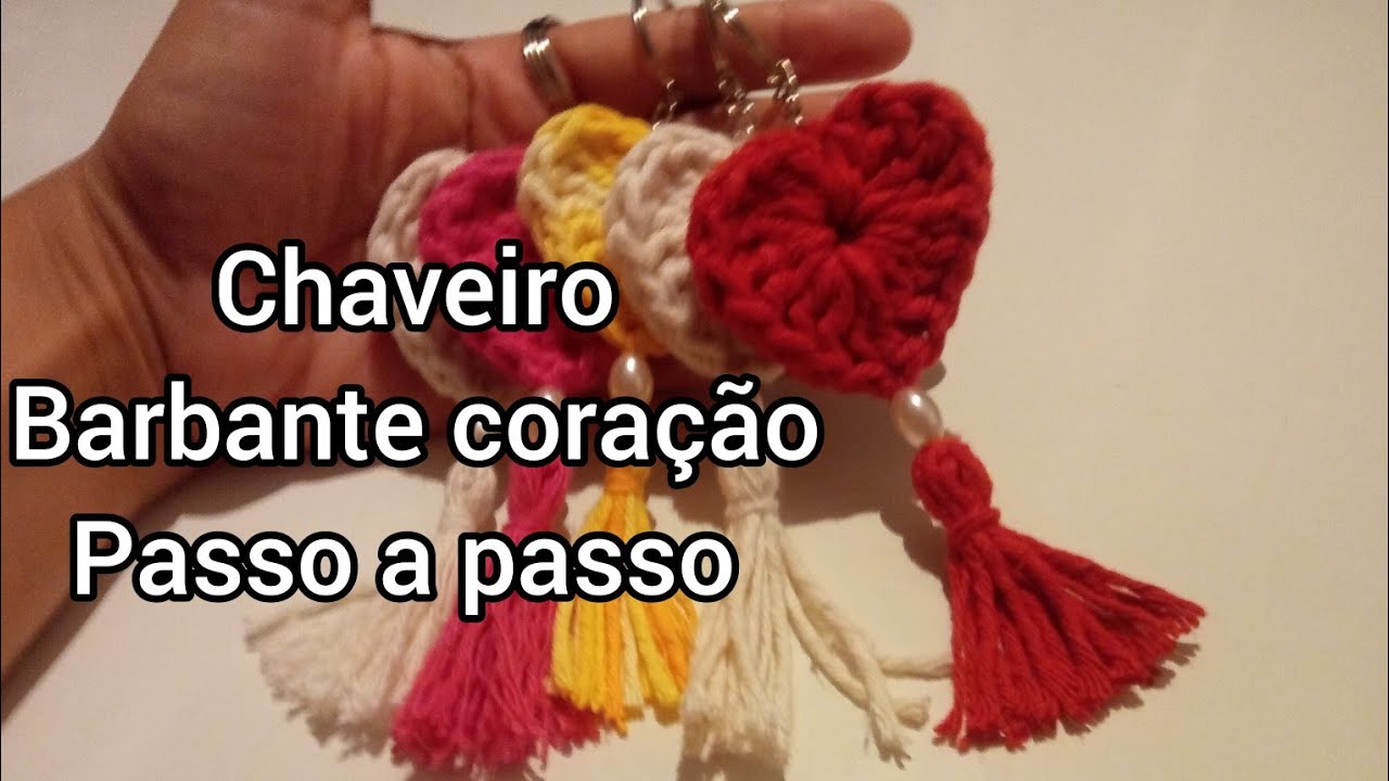 Chaveiro coração barbante, fácil e rápido de fazer passo a passo! - YouTube