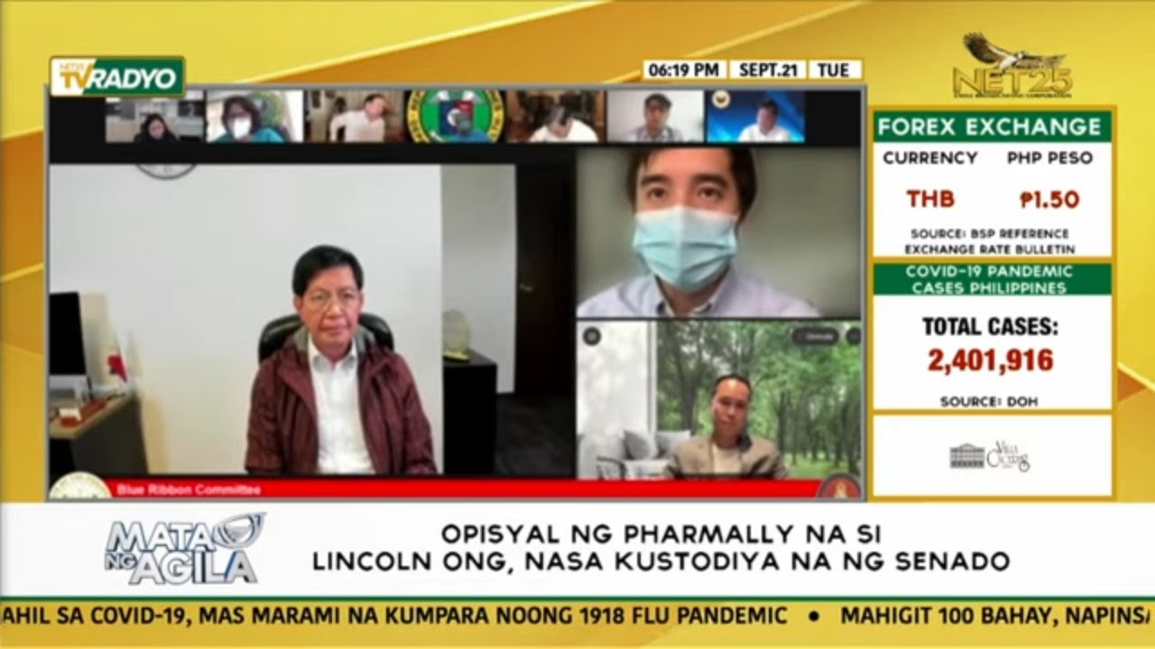 Opisyal ng Pharmally na si Lincoln Ong, nasa kustodiya na ng Senado ...