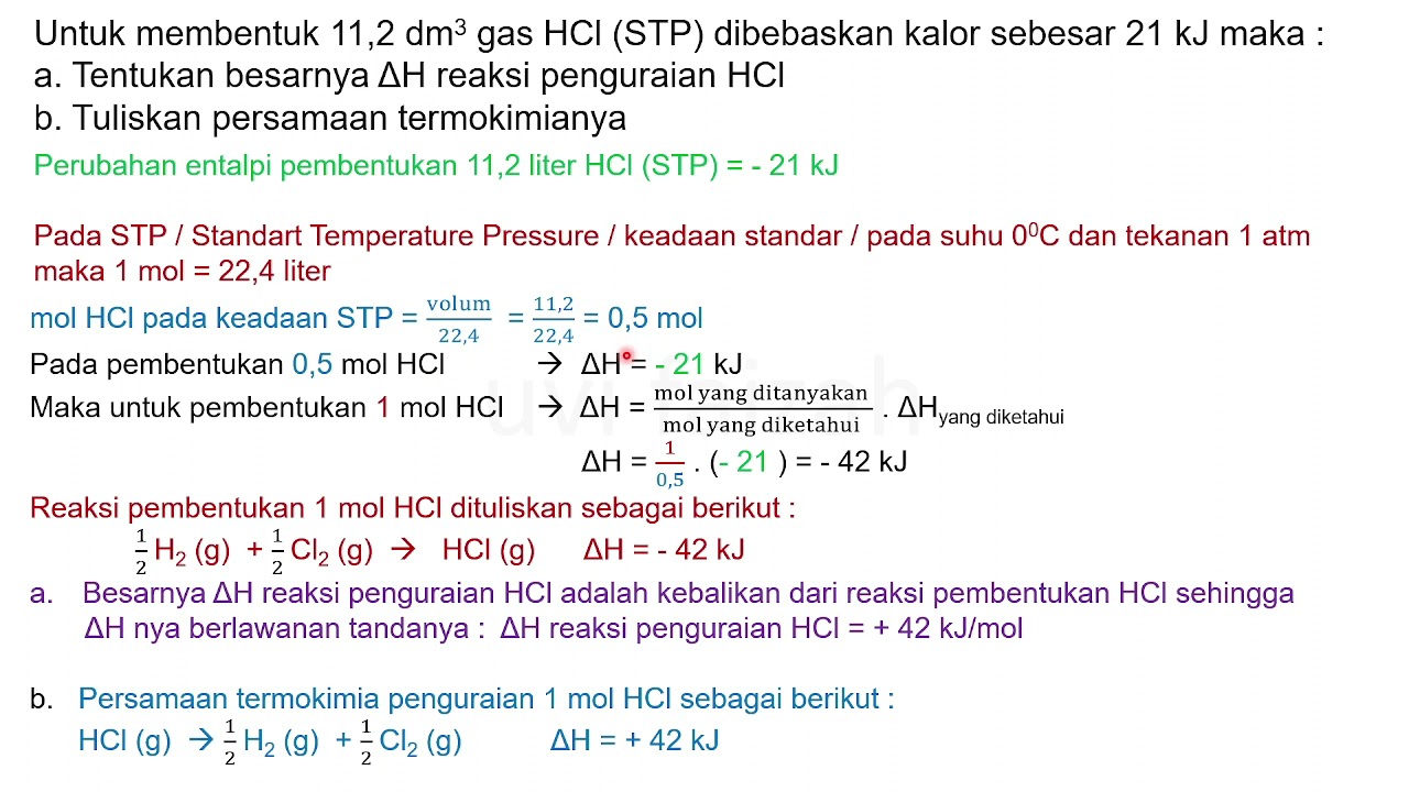 Untuk Membentuk 11 2 Dm3 Gas HCl STP Dibebaskan Kalor Sebesar 21 KJ untuk-membentuk-11-2-dm3-gas-hcl-stp-dibebaskan-kalor-sebesar-21-kj
