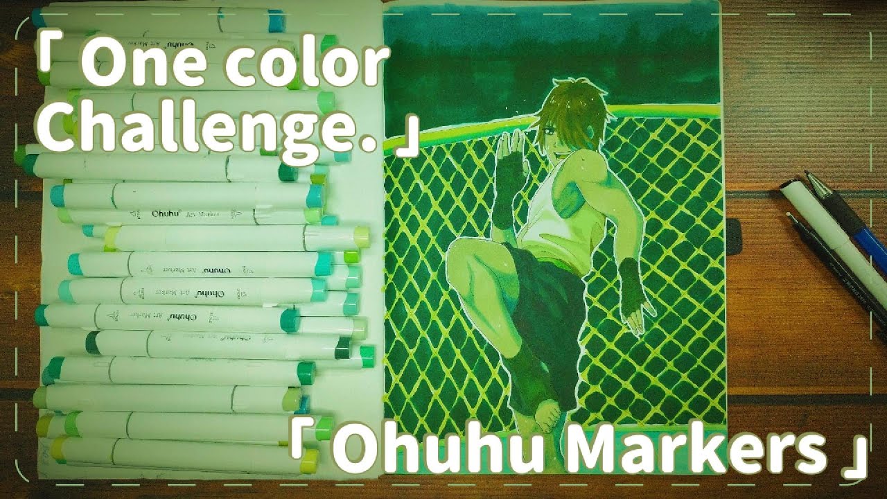 Draw With Me - One Color Challenge|Green - YouTube