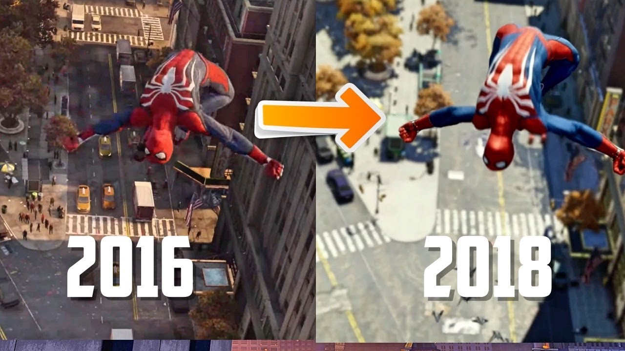 Spider-Man PS4 – Jumping Of The Building Comparison (2016-2018) - YouTube