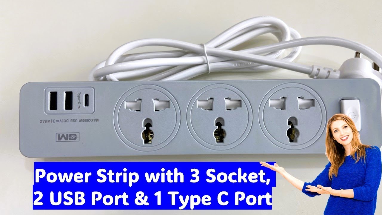 GM Power Strip/Extension Box with USB & Type C Ports Unboxing & Review ...