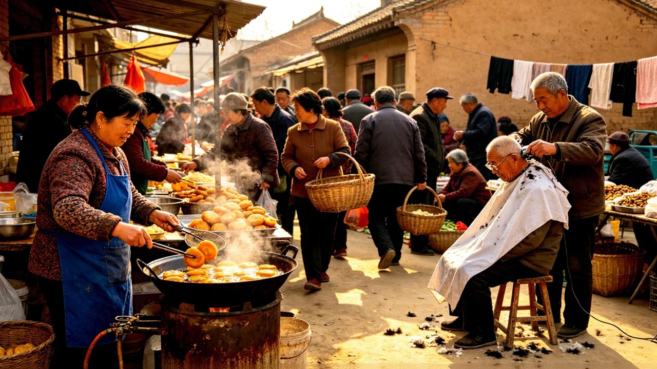 $0.70 Haircut & 15-Cent Snacks! The Most Authentic Rural Market in ...
