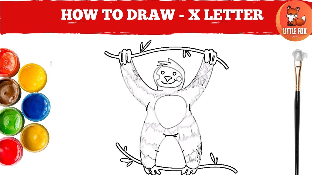 X- Alphabet printed Xenarthra |How to draw and color X-Alphabet Letter ...