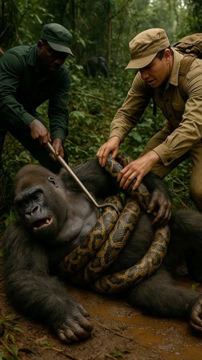 Giant Python Attacks Young Silverback Gorilla! #animalrescue - YouTube