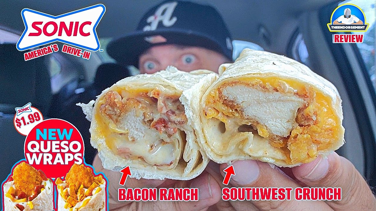 Sonic® New Queso Wraps Review! 🧀🐔🌯 | Bacon Ranch & Southwest Crunch ...