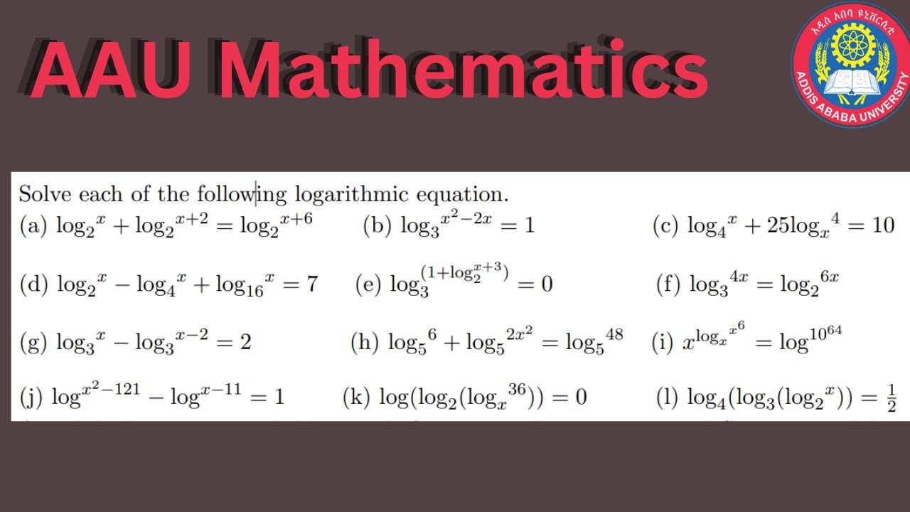 AAU Mathematic Work Sheet II Question 24 Solution - YouTube