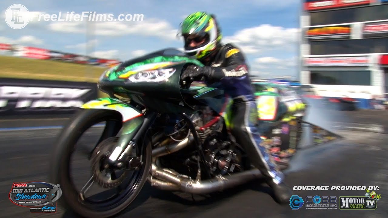 PRO NITROUS MOTORCYCLE PDRA Qualifying at Virginia! - YouTube
