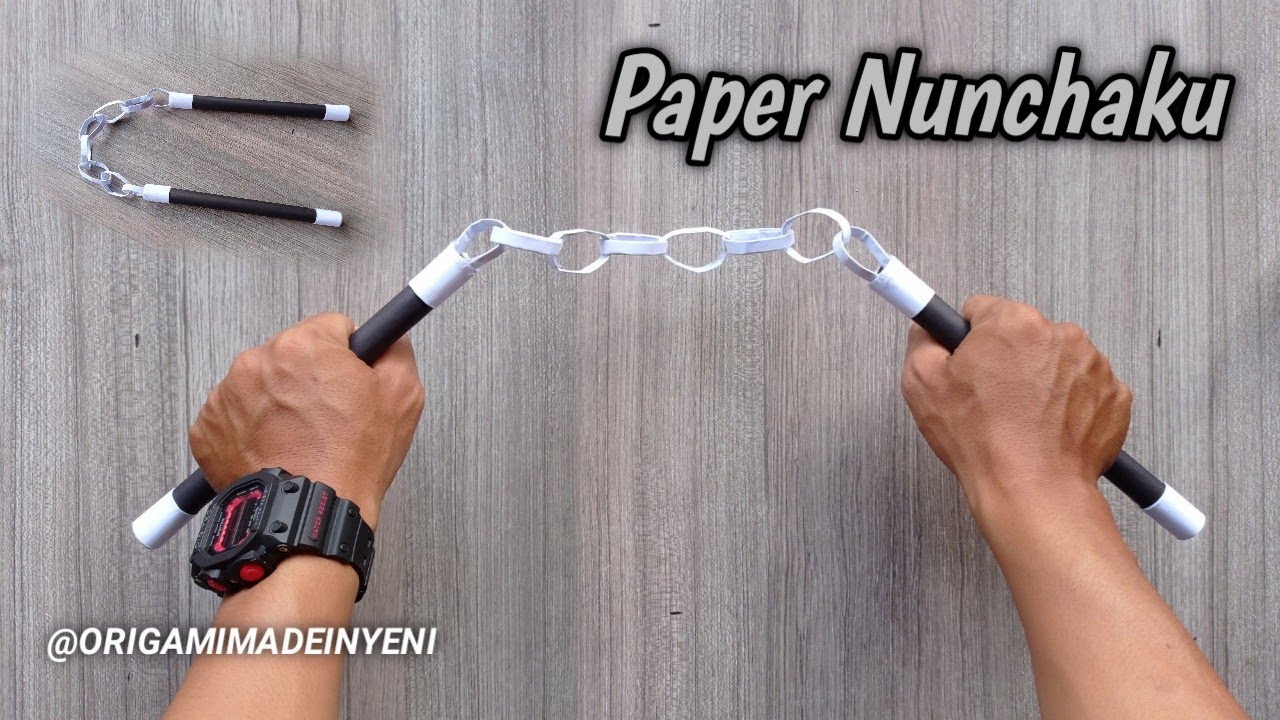 Origami paper ninja weapon, How to make a paper Nunchaku, Double stick ...