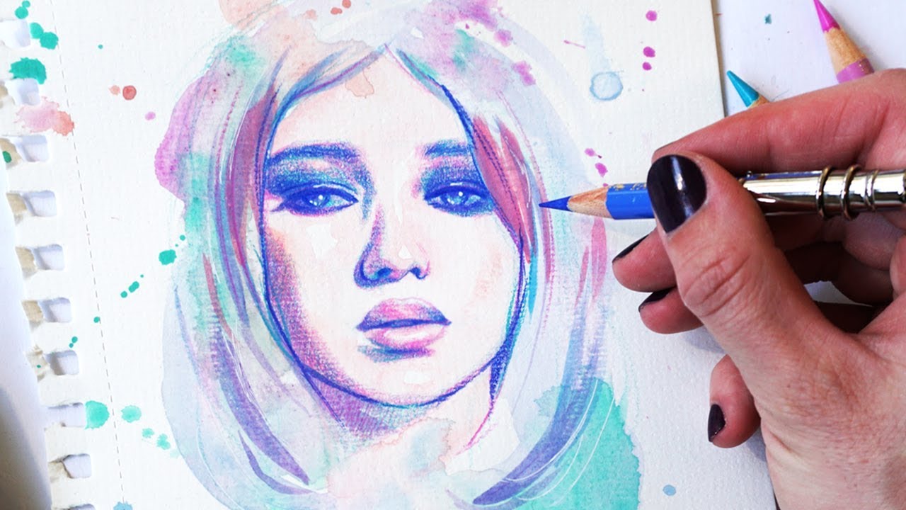 HOW TO PAINT A PORTRAIT WITH ONLY 3 COLOR PENCILS! ...and Watercolors ...
