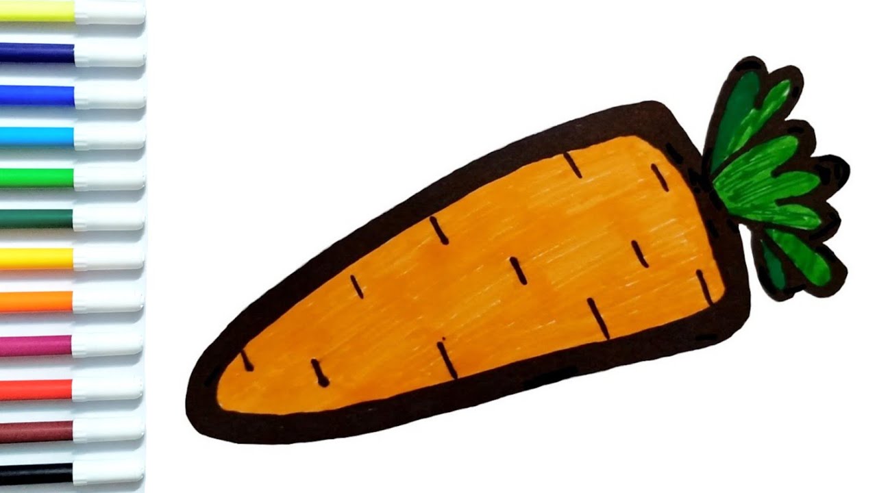 How to Draw a Carrot Easily | Easy Drawing and Coloring for Kids and ...