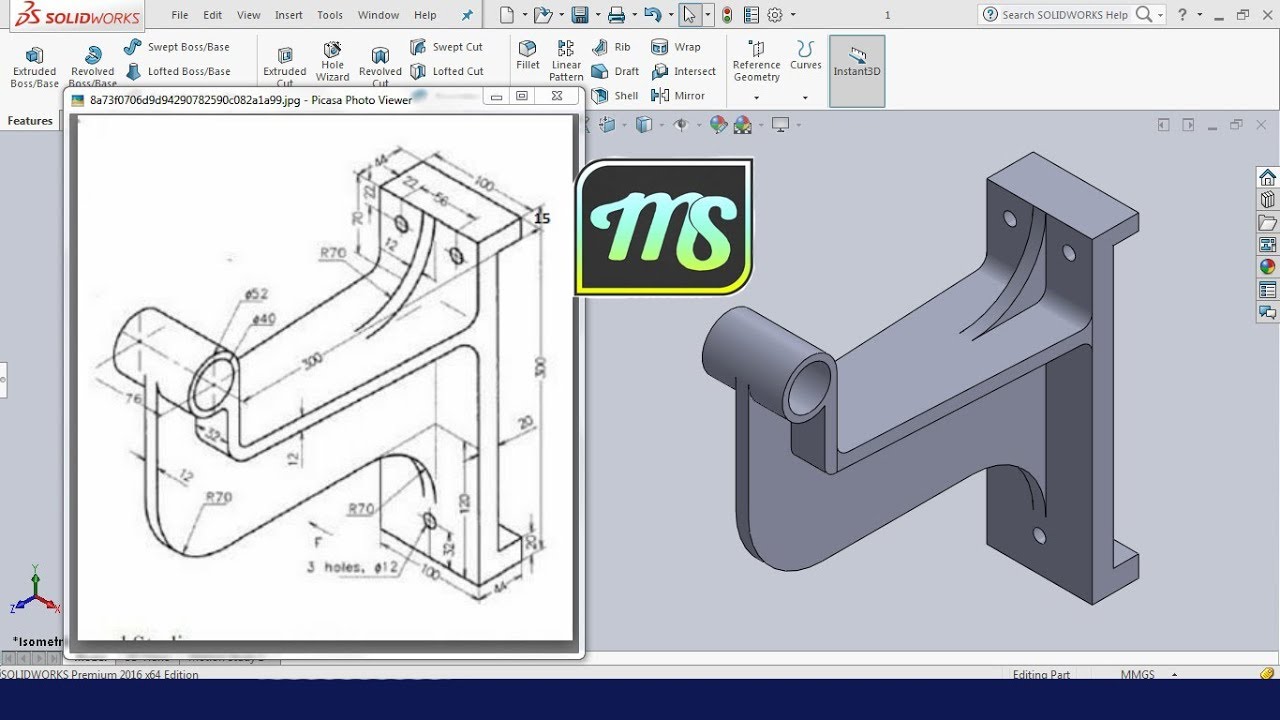 Simple Part Modeling Tutorial For Beginners Solidworks 2016 2