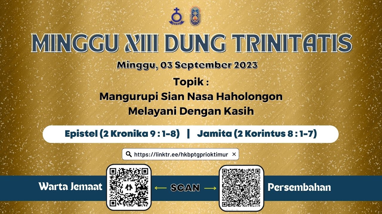 IBADAH MINGGU XIII DUNG TRINITATIS (03/09/2023 | Pkl. 10.00 WIB) - YouTube