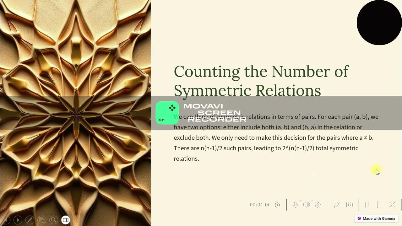 Counting the number of reflexive and symmetric relation on a set with n elements - YouTube