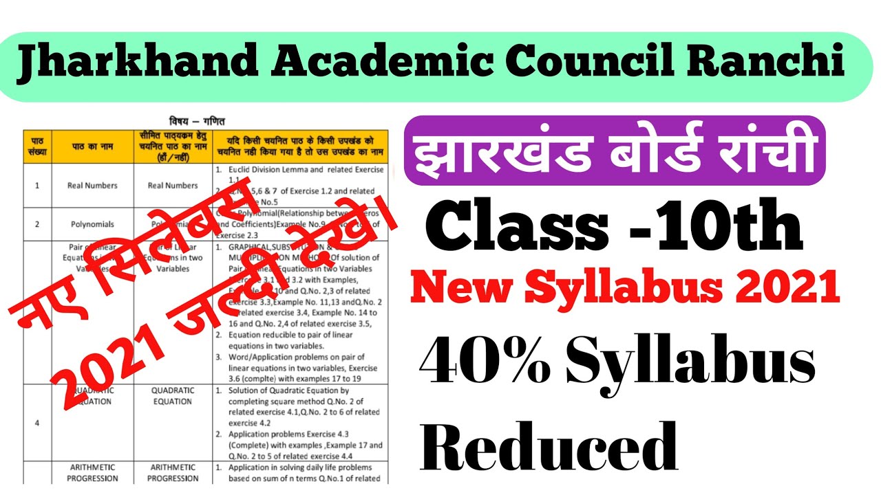 #Jac_Board_Class_10_New_Syllabus_2021 Jharkhand board class 10th New ...