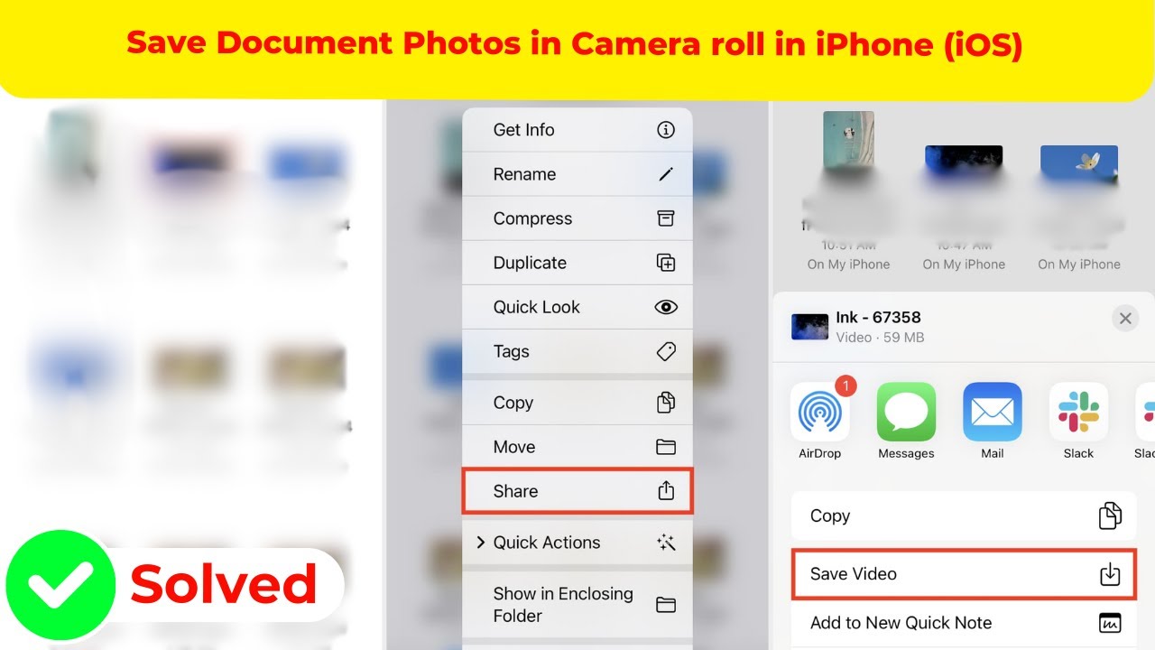 Save Document Photos in Camera roll in iPhone (iOS) - YouTube